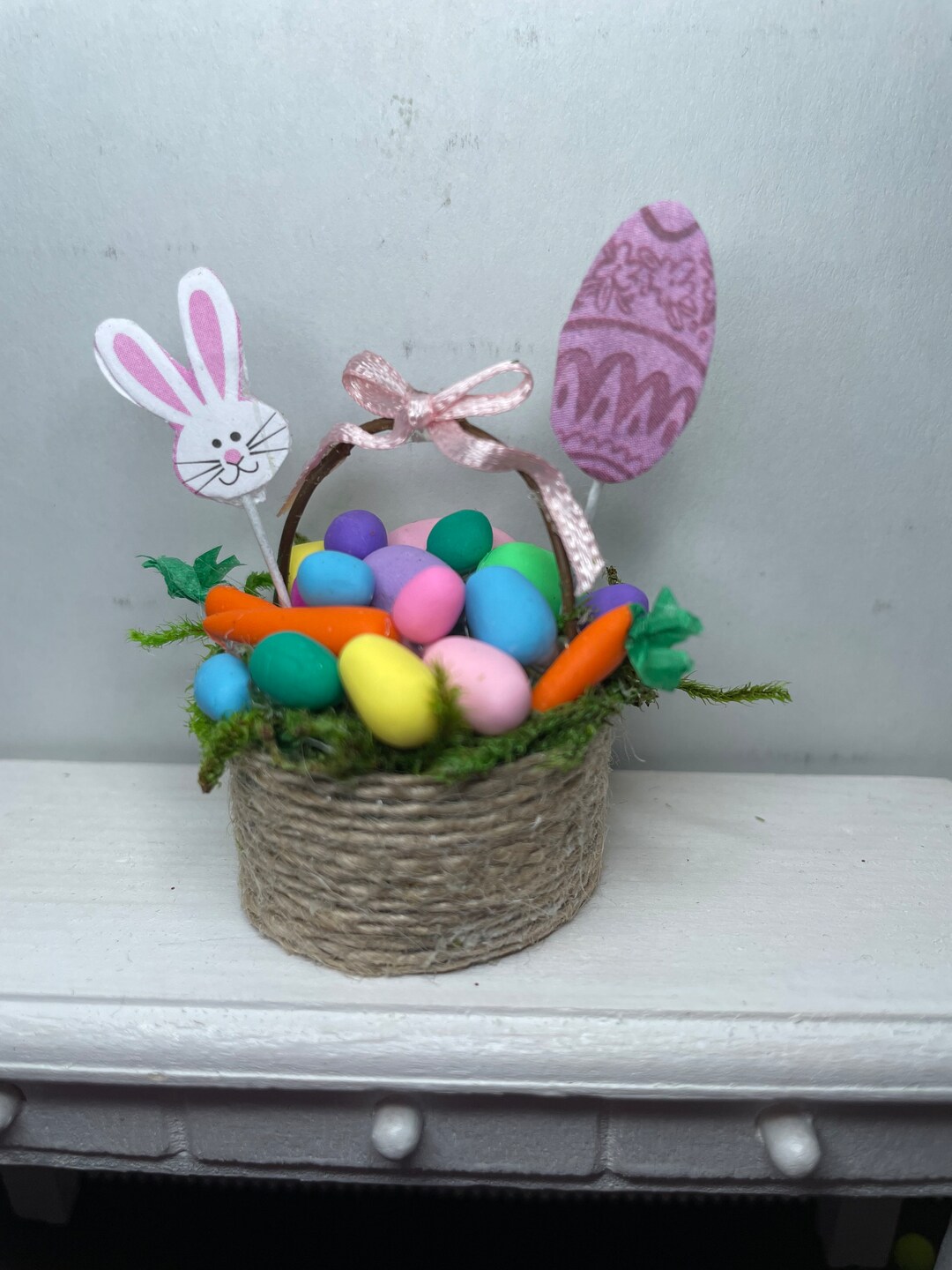 Miniature Easter Egg Basket Centerpiece/arrangement 2 1/4dollhouse Mini ...