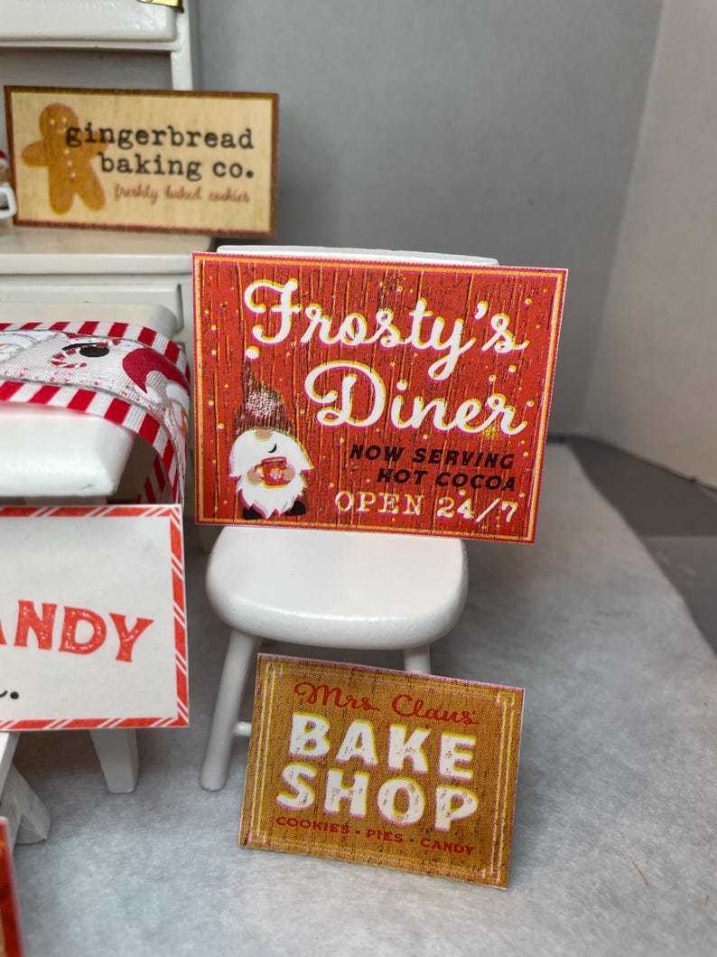 Miniature Dollhouse 1:12 Christmas Gingerbread Baking Co. Sign/mrs ...