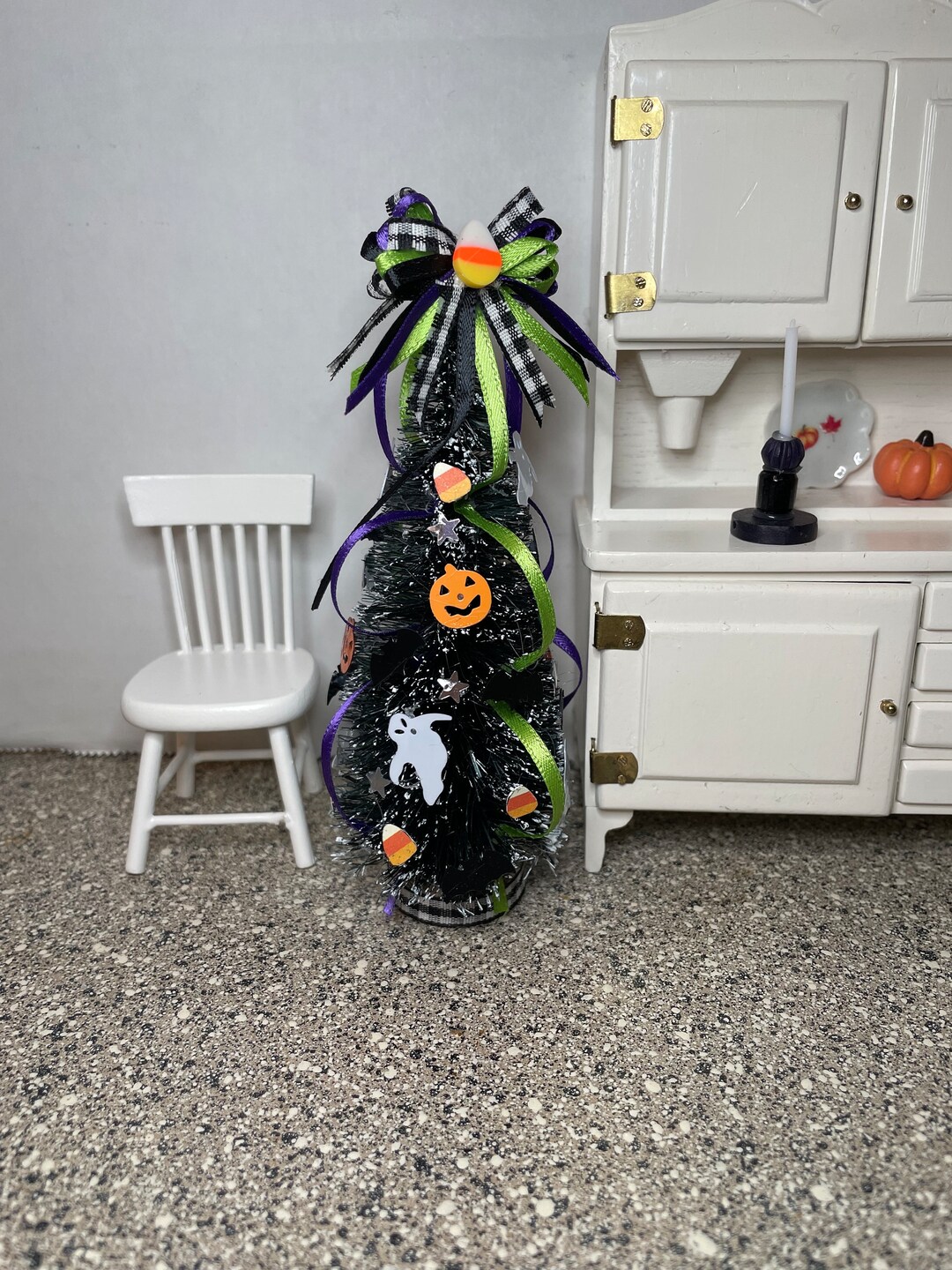 Mini 1:12 Halloween Ghost Pumpkin Tree 5 1/2”—dollhouse Halloween Tree ...