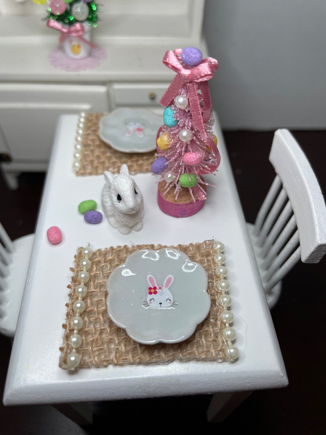 Miniature Easter Egg Tree Easter 5 Pc. Table Setting Mini Easter Plates ...