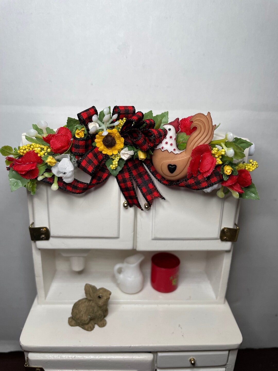 Dollhouse Mini Farmhouse Rooster Swag/arch Wreath - Etsy