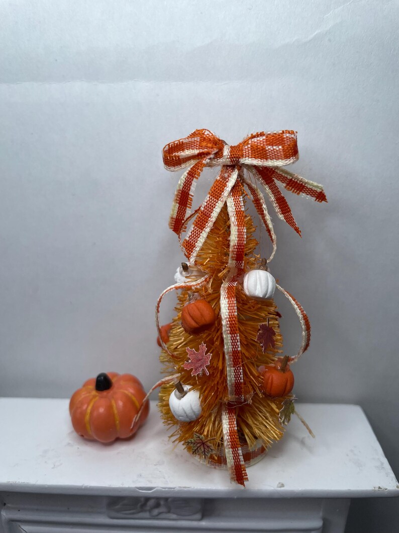 Miniature 1:12 Autumn/fall Leaf Pumpkin Tree 2 3/4” Mini Dollhouse ...