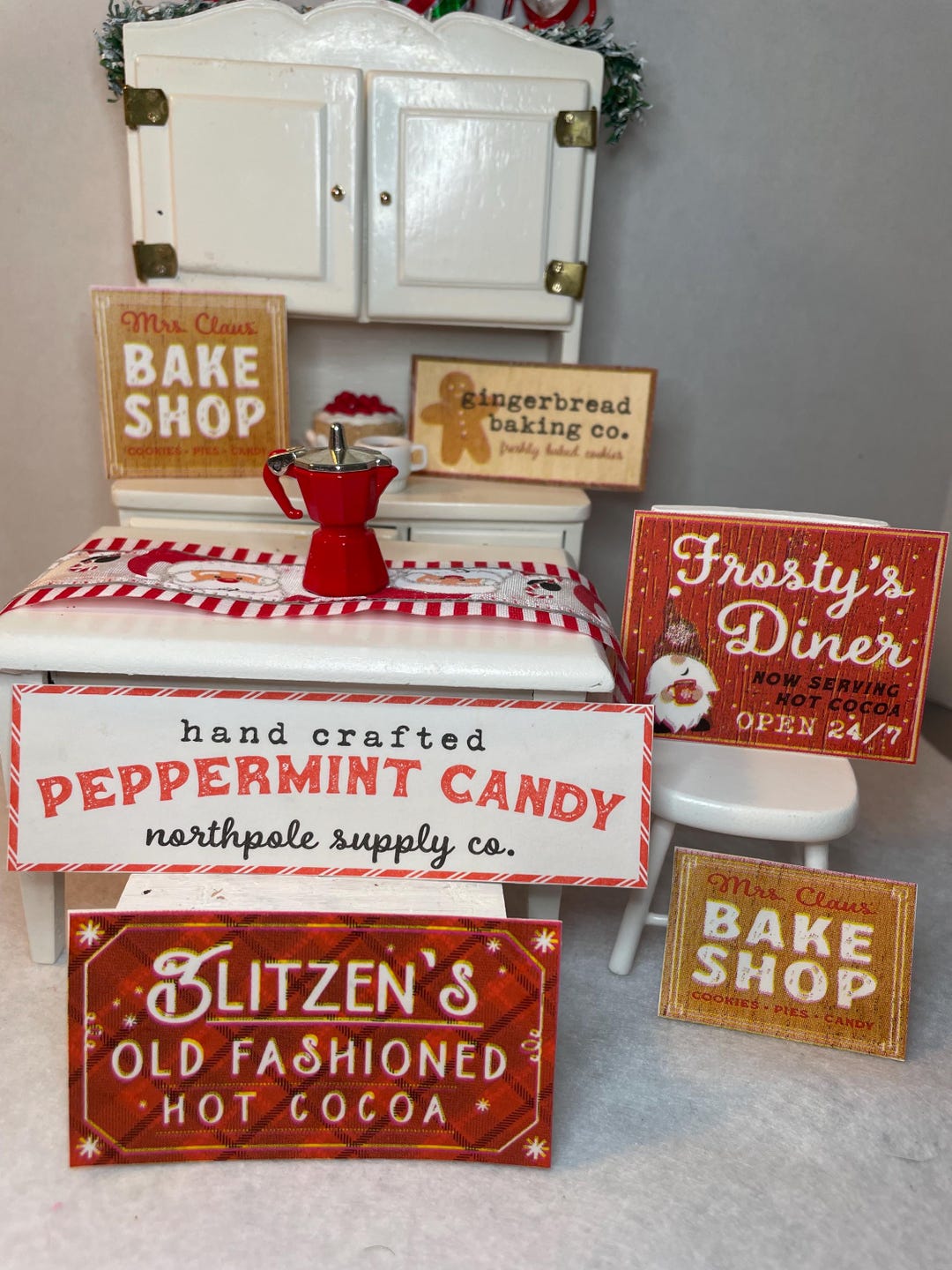 Miniature Dollhouse 1:12 Christmas Gingerbread Baking Co. Sign/mrs ...