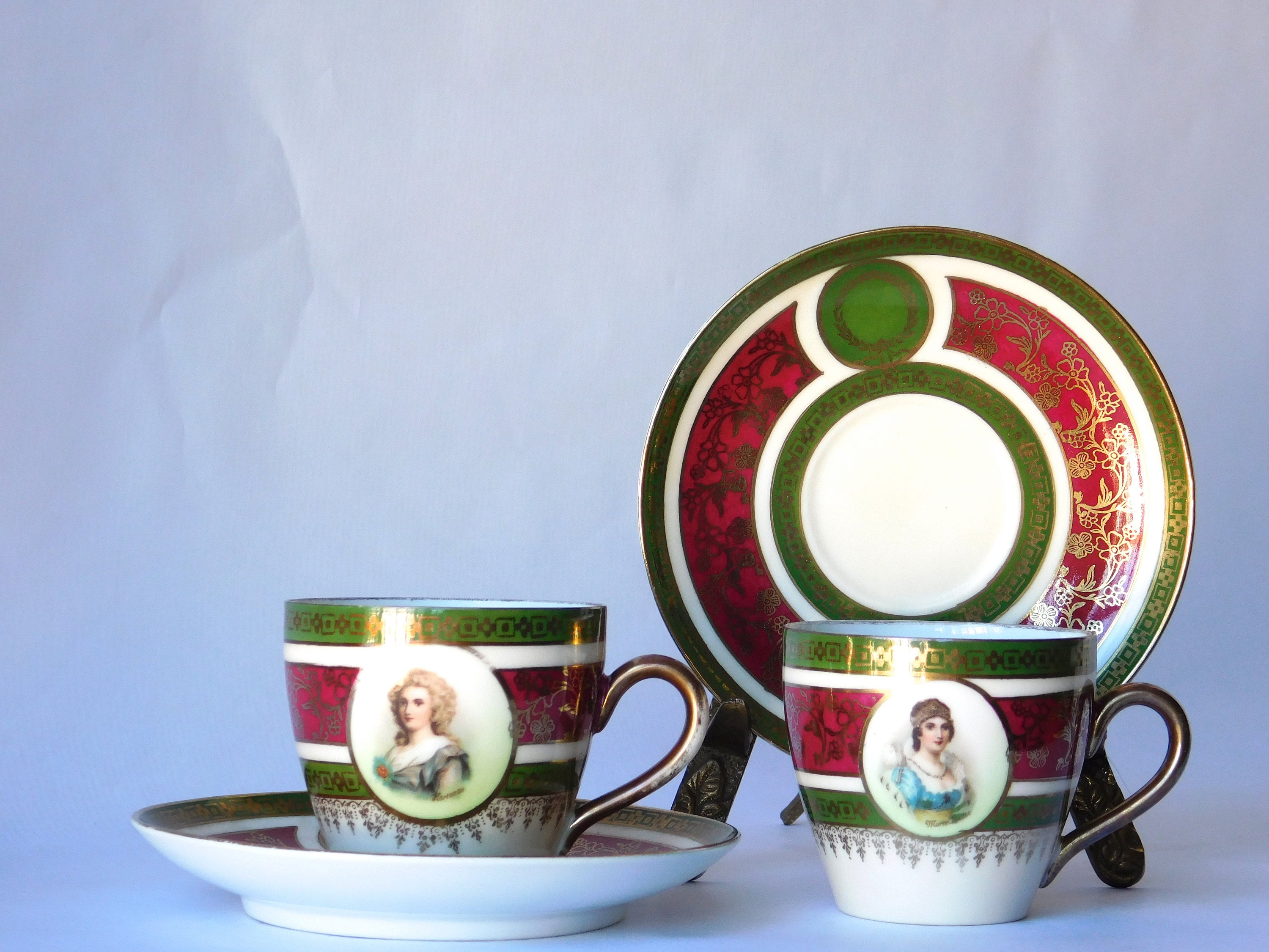 Antique Couple Porcelain Cups and Saucers Maria Louise and Hortensia ...