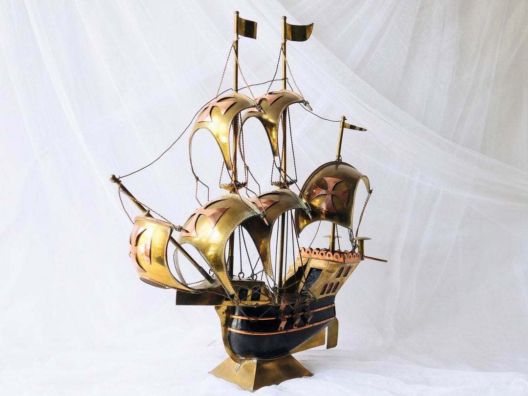 Portuguese Caravel Sailboat Lamp. Ancient Sailing Ship Lamp. Brass ...