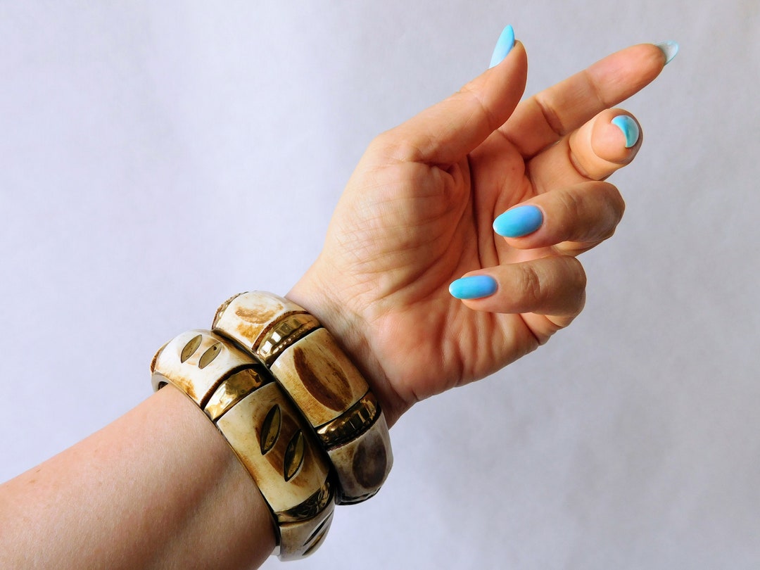 Vintage Massive Bracelets. Trend Bone Bracelets. Set Bracelets Brass ...