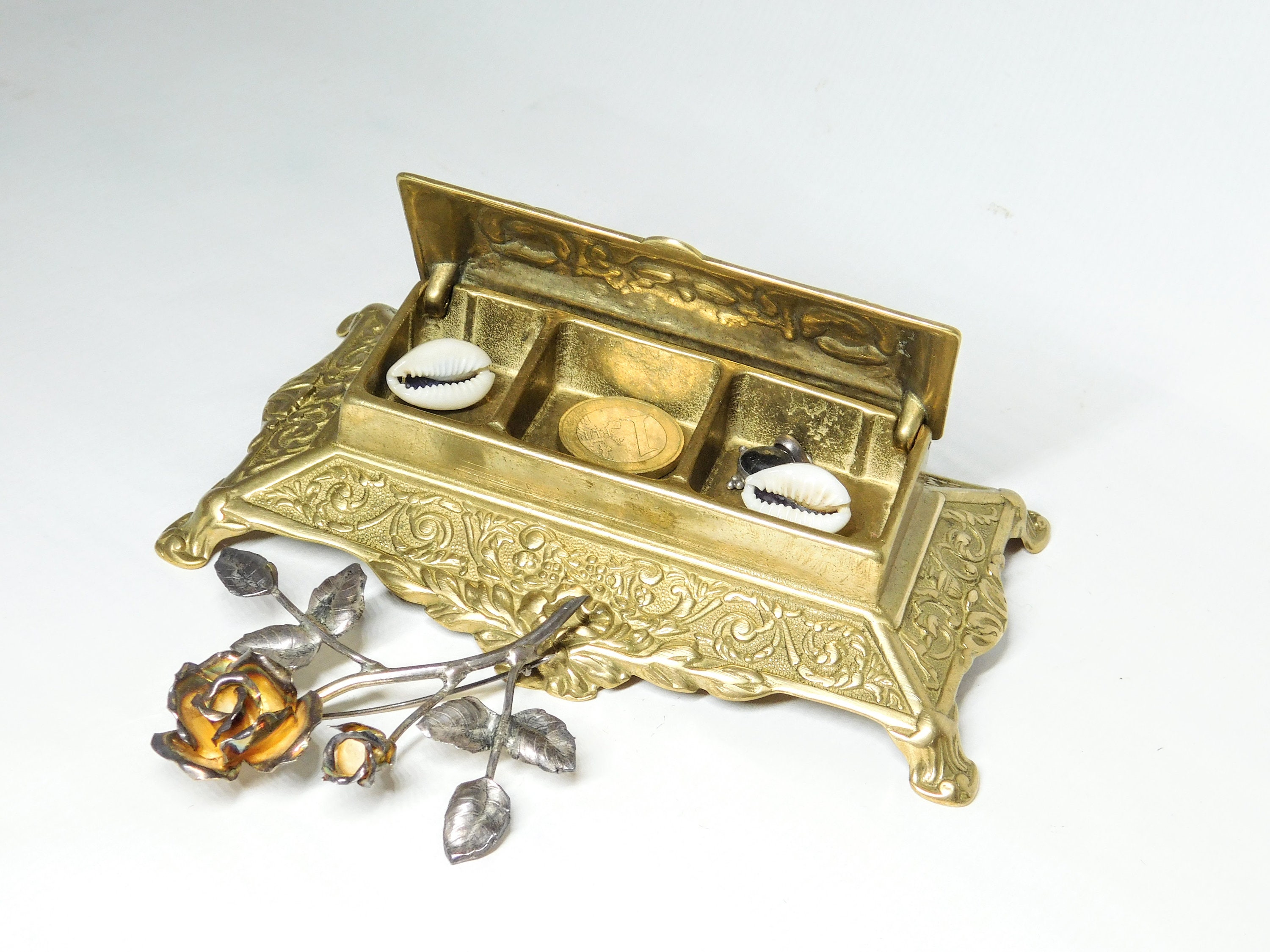 Vintage Brass Postage Stamp Holder. Desktop Rococo Style. - Etsy