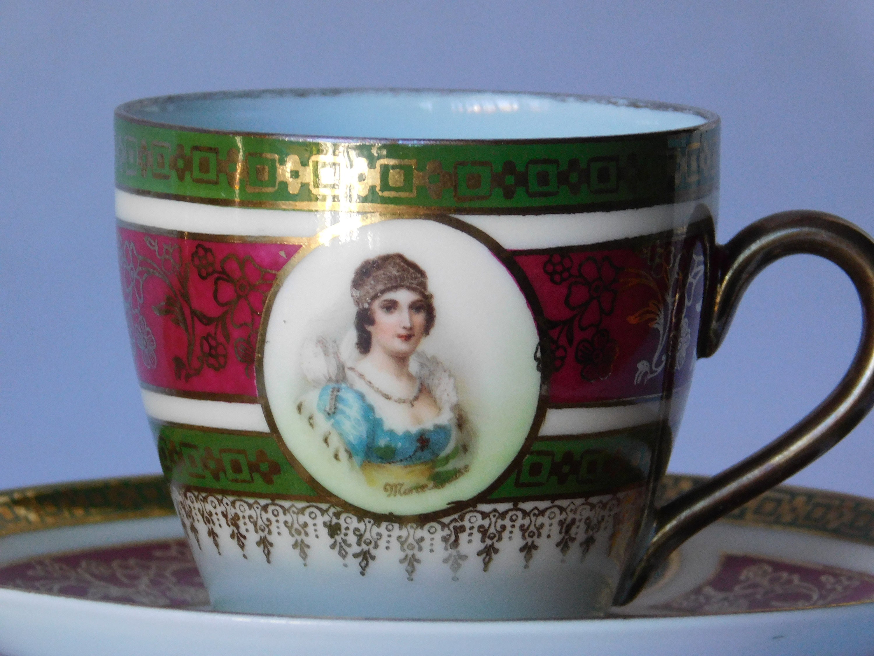 Antique Couple Porcelain Cups and Saucers Maria Louise and Hortensia ...