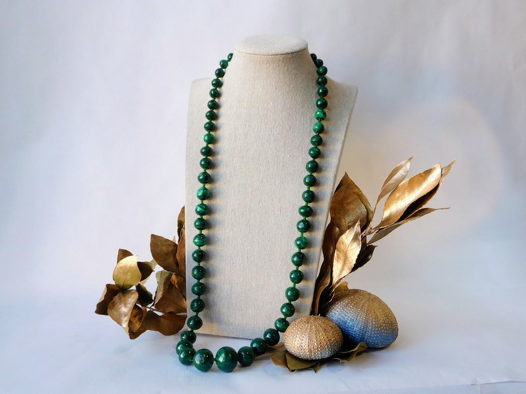 Natural Real Big Malachite Necklace. Malachite Bead Necklace, Large ...