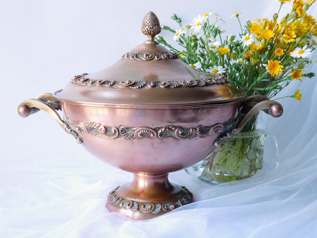 Copper Tureen With Lid. French Vintage. Centerpiece Table Decor. Copper ...