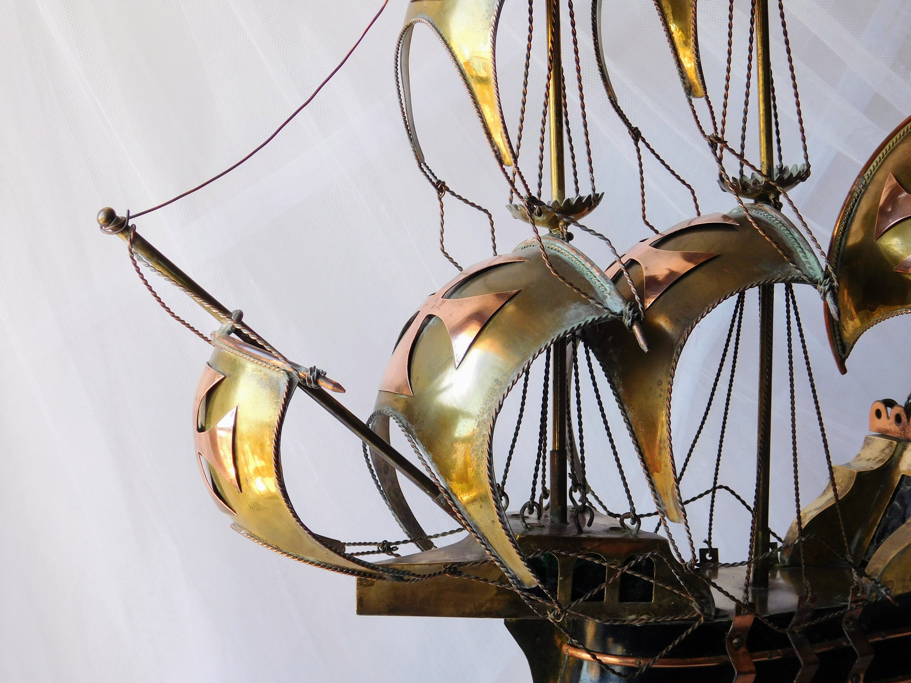 Portuguese Caravel Sailboat Lamp. Ancient Sailing Ship Lamp. Brass ...