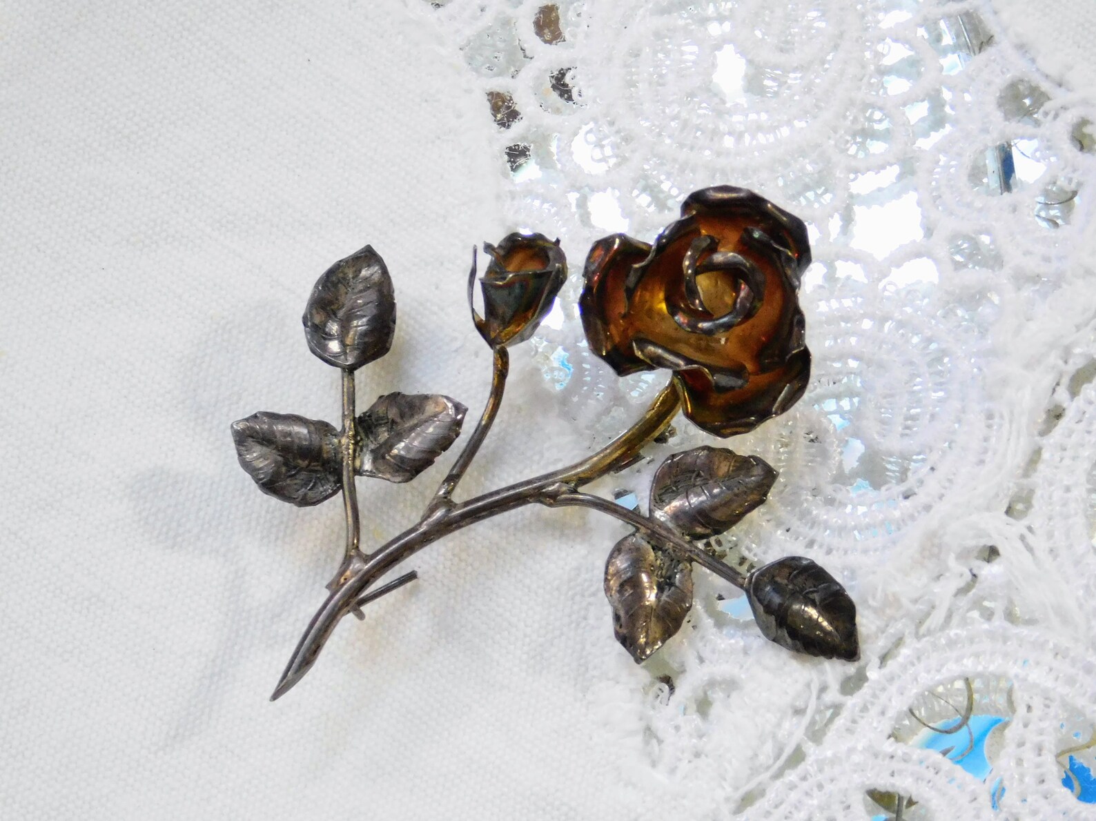 Antique Forged Rose Brooch. Costume Vintage Brooch. Elegant - Etsy
