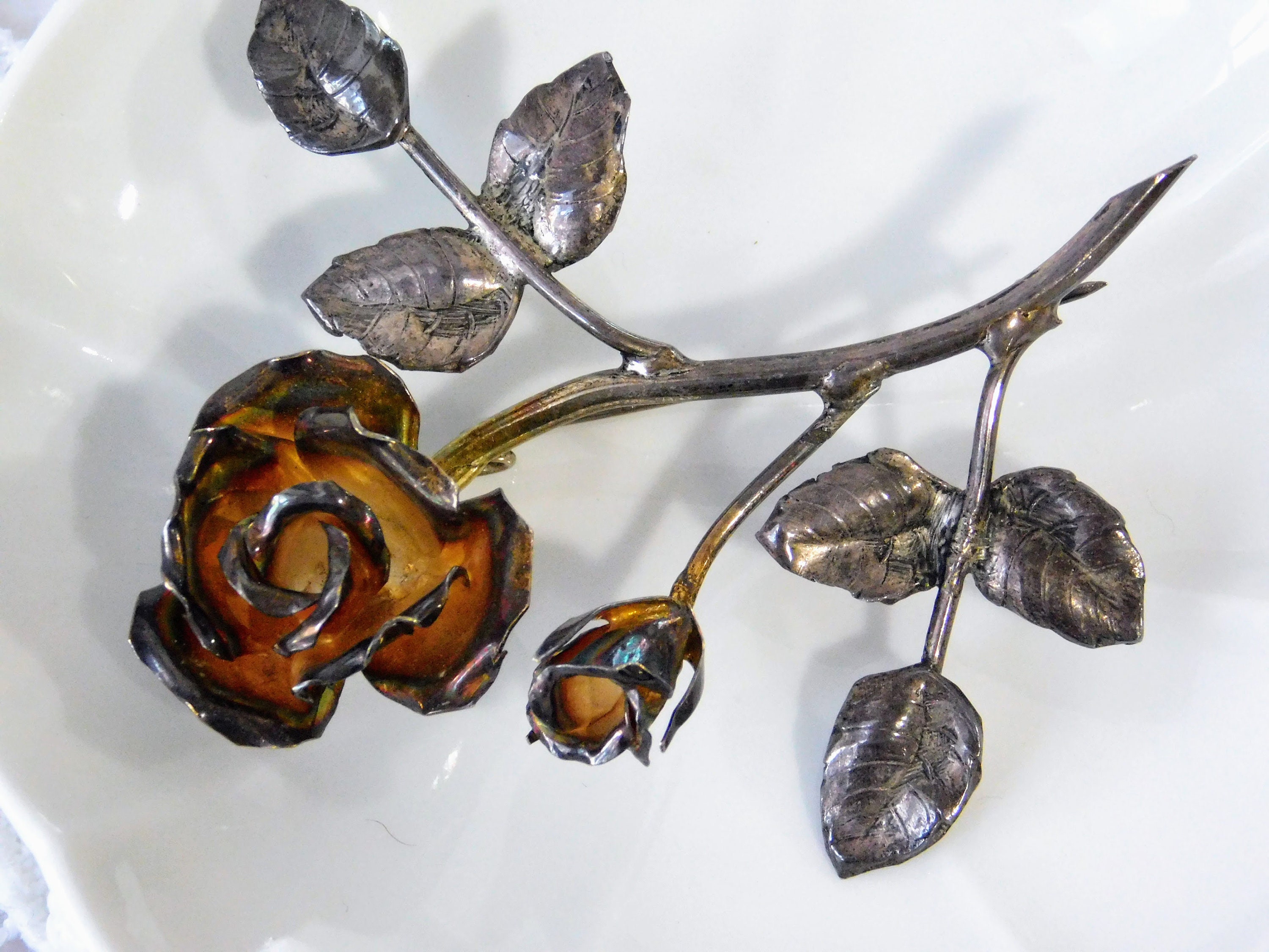 Antique Forged Rose Brooch. Costume Vintage Brooch. Elegant - Etsy