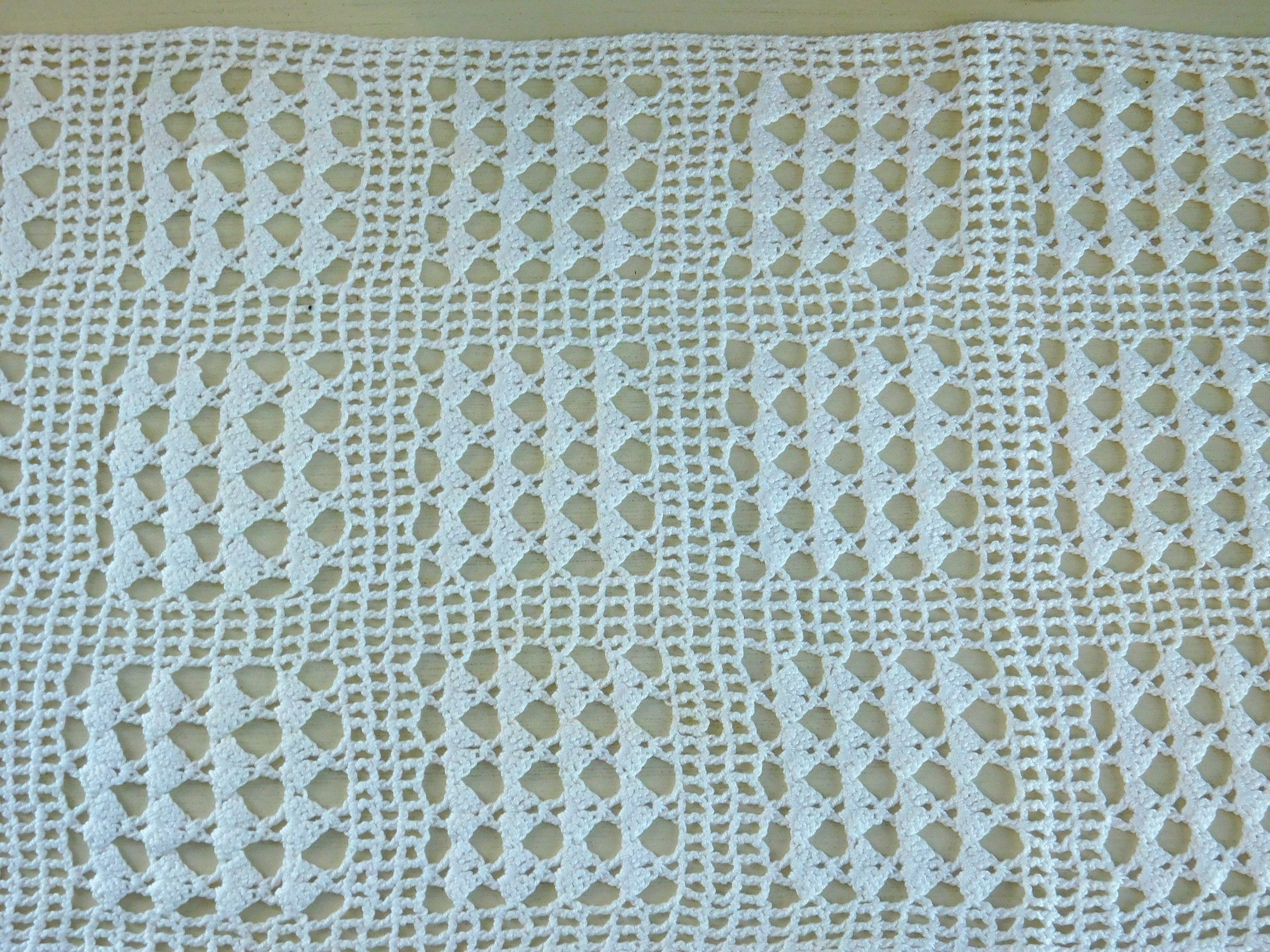 White Crochet Mantel Scarf. Table Runner. Fireplace Runner. Vintage ...