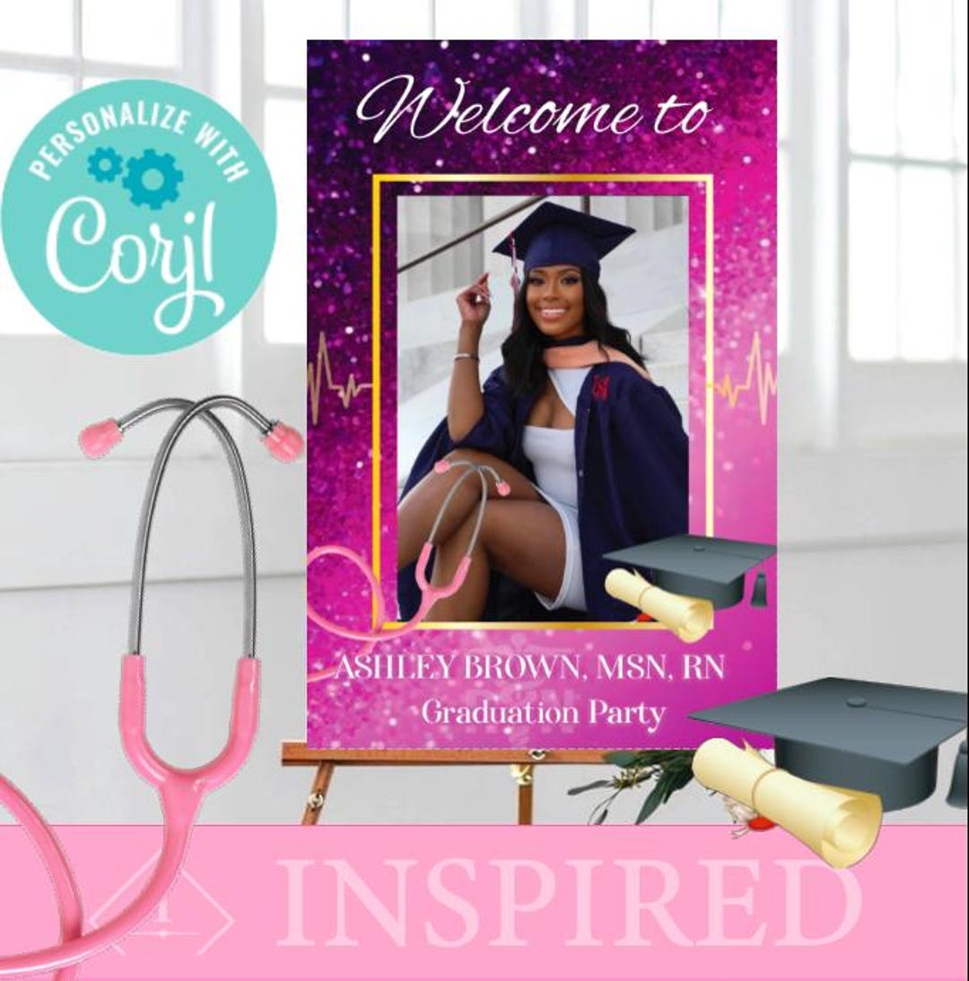 Nursing Graduation Welcome Sign- Pink -sparkle - INSTANT DOWNLOAD - Etsy