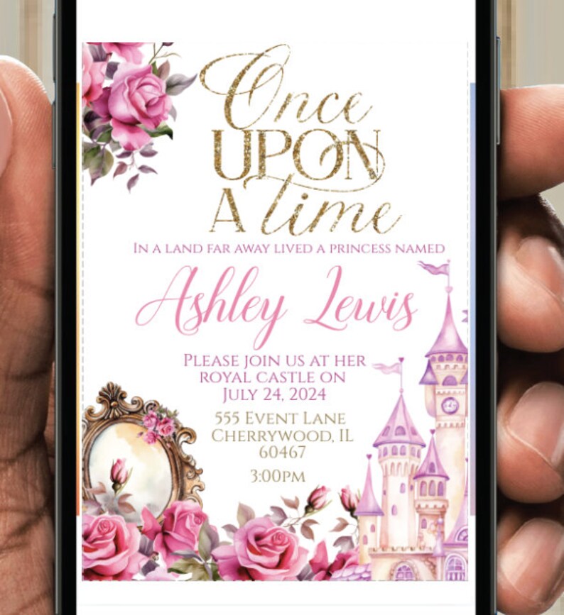Once a Upon a Time Invitation- Pink - Etsy