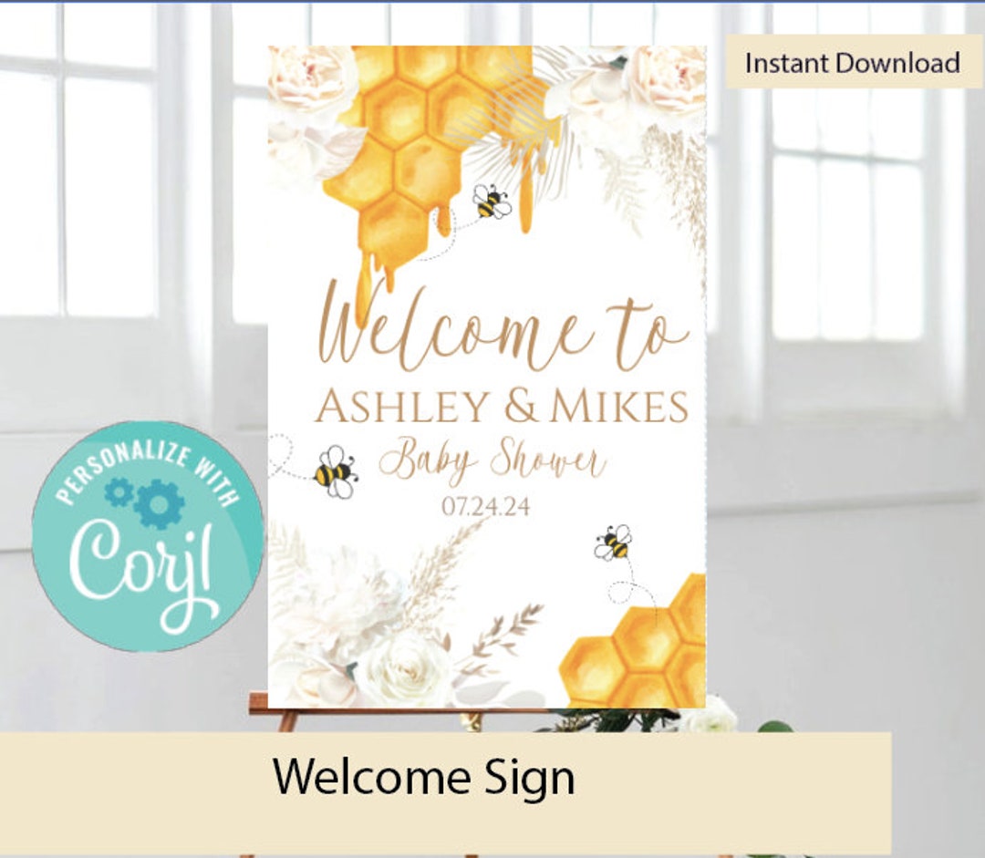 Bee Welcome Sign- White- INSTANT DOWNLOAD - Etsy