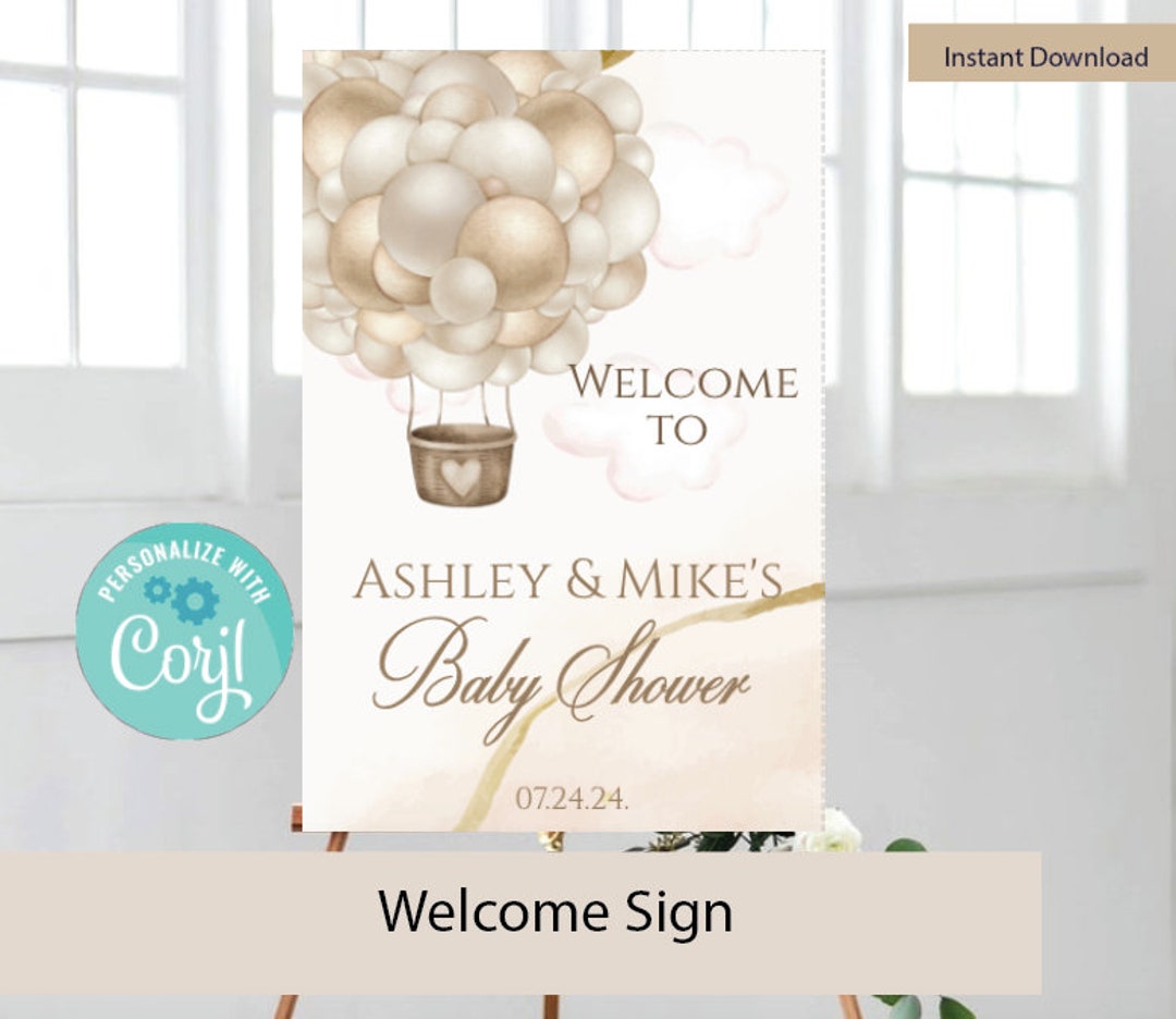 Hot Air Balloon Welcome Sign- INSTANT DOWNLOAD - Etsy