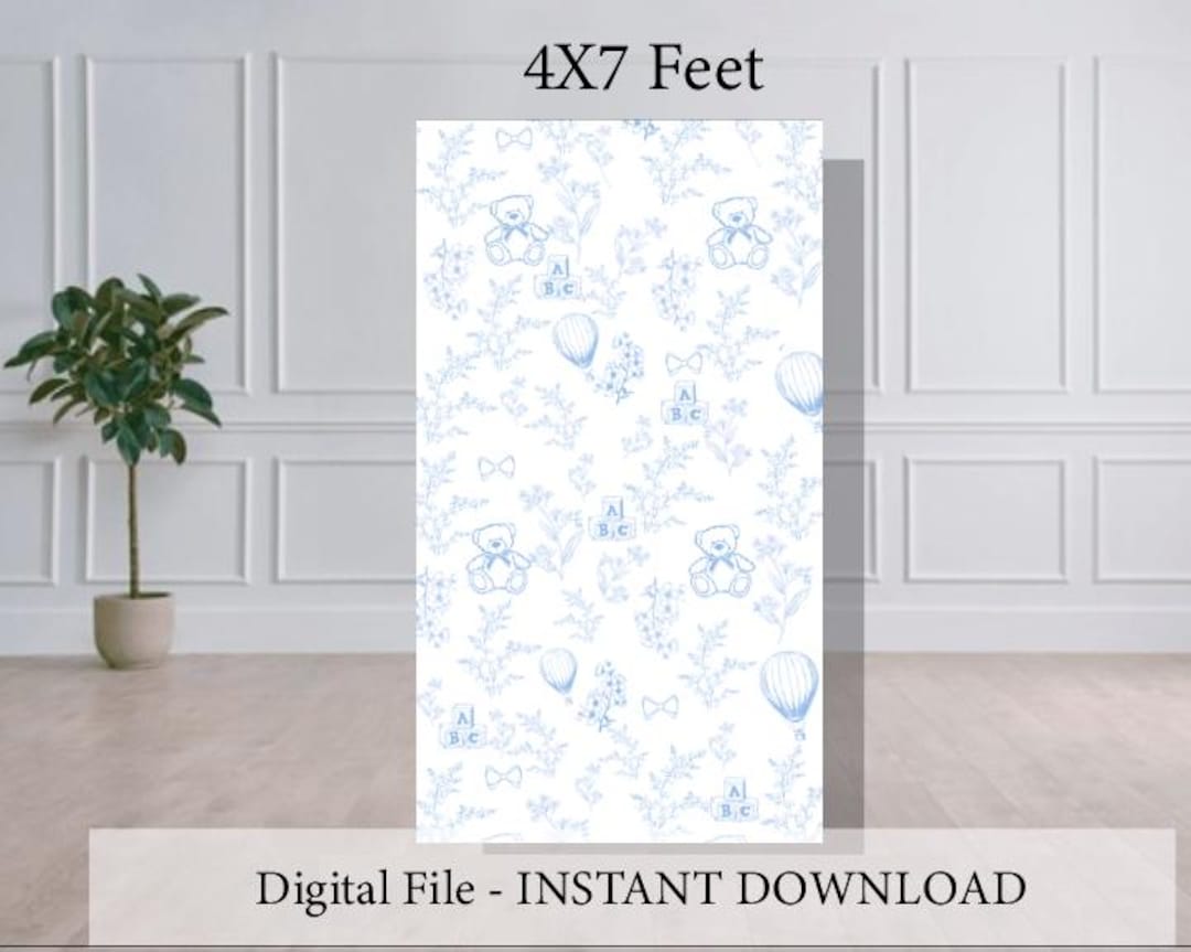 Blue Baby Shower Backdrop Toile De Jouy Backdrop - Digital File - Etsy