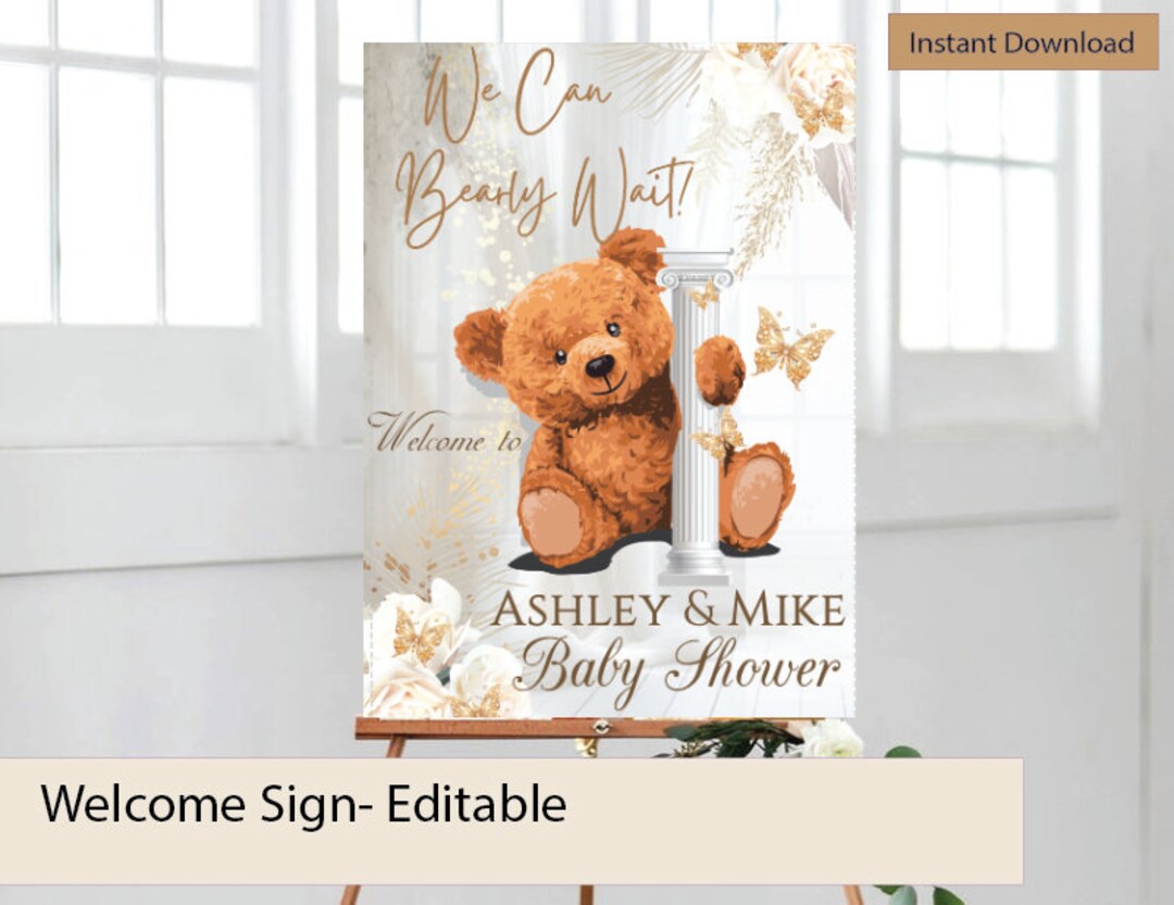 Teddy Bear Welcome Sign - INSTANT DOWNLOAD - Etsy