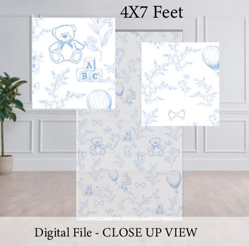 Blue Baby Shower Backdrop Toile De Jouy Backdrop - Digital File - Etsy