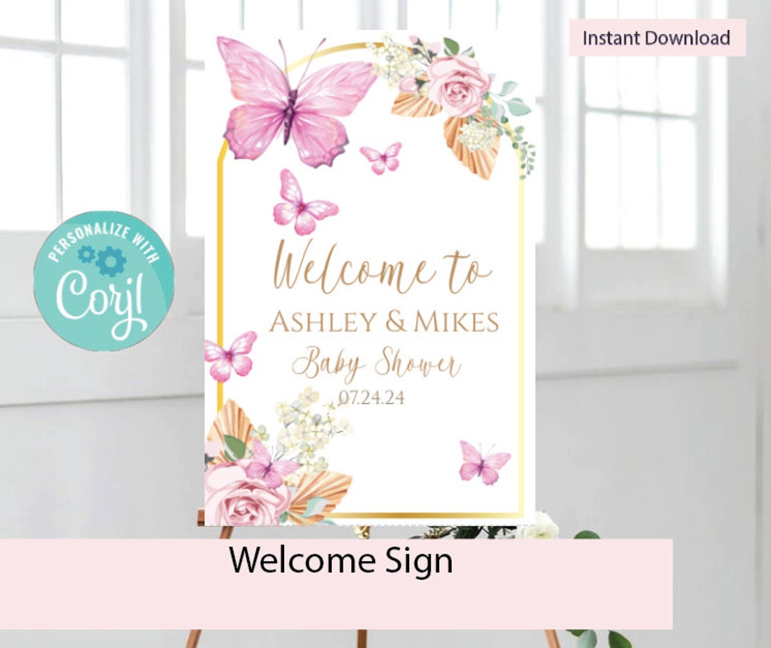 Butterfly-boho- Pink- Welcome Sign - Etsy
