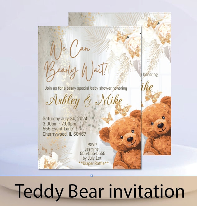 Teddy Bear Invitation - INSTANT DOWNLOAD - Etsy