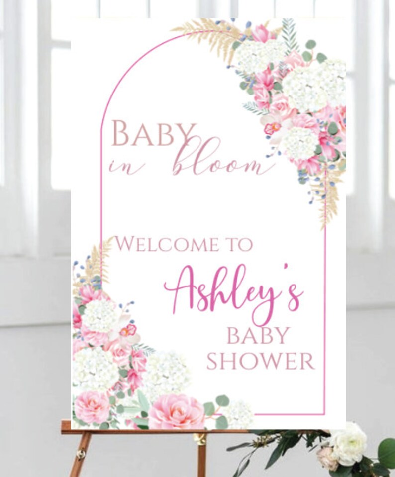 Baby in Bloom - Pink -welcome Sign - INSTANT DOWNLOAD - Etsy