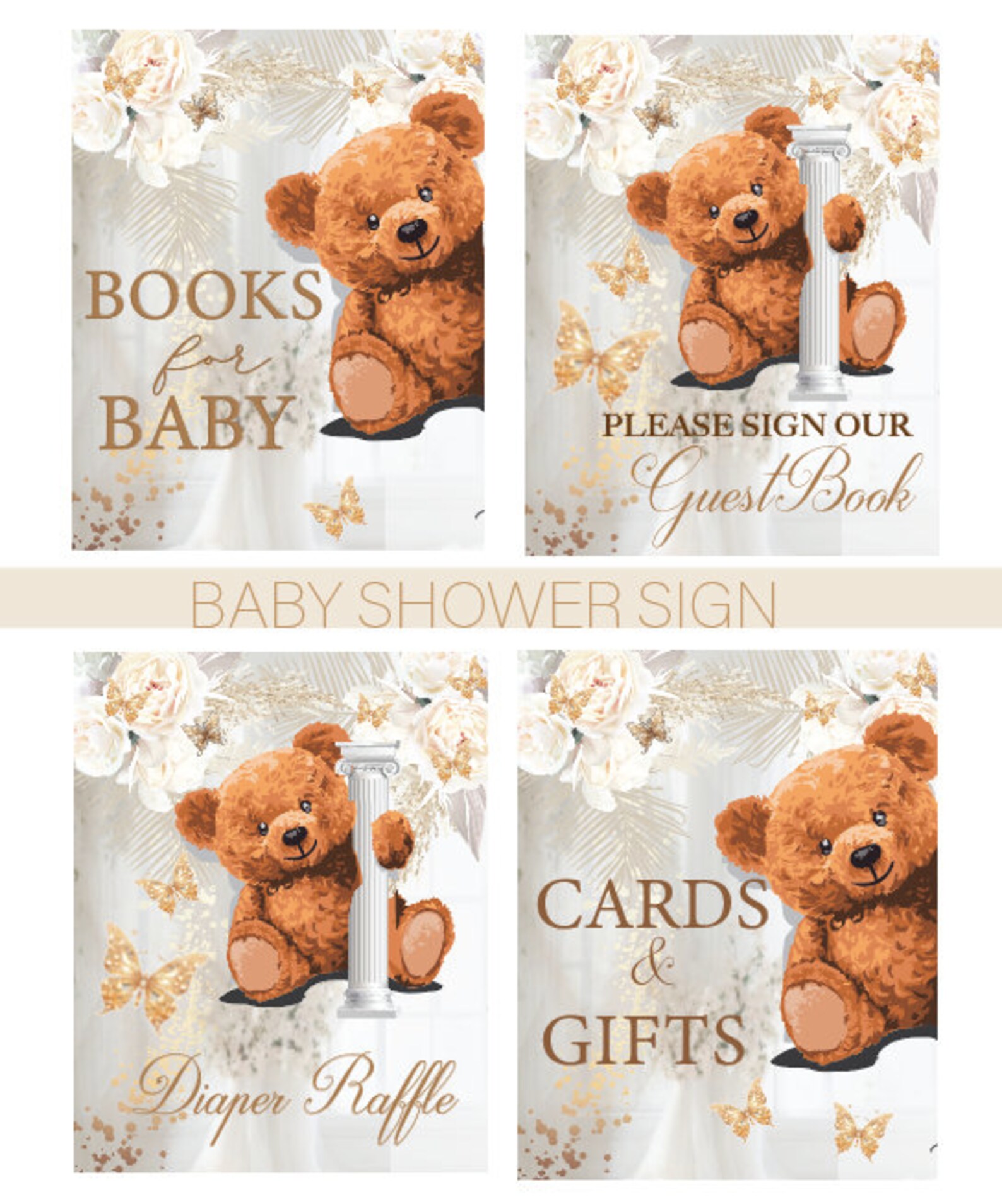 Teddy Bear Baby Shower Signs - INSTANT DOWNLOAD - Etsy