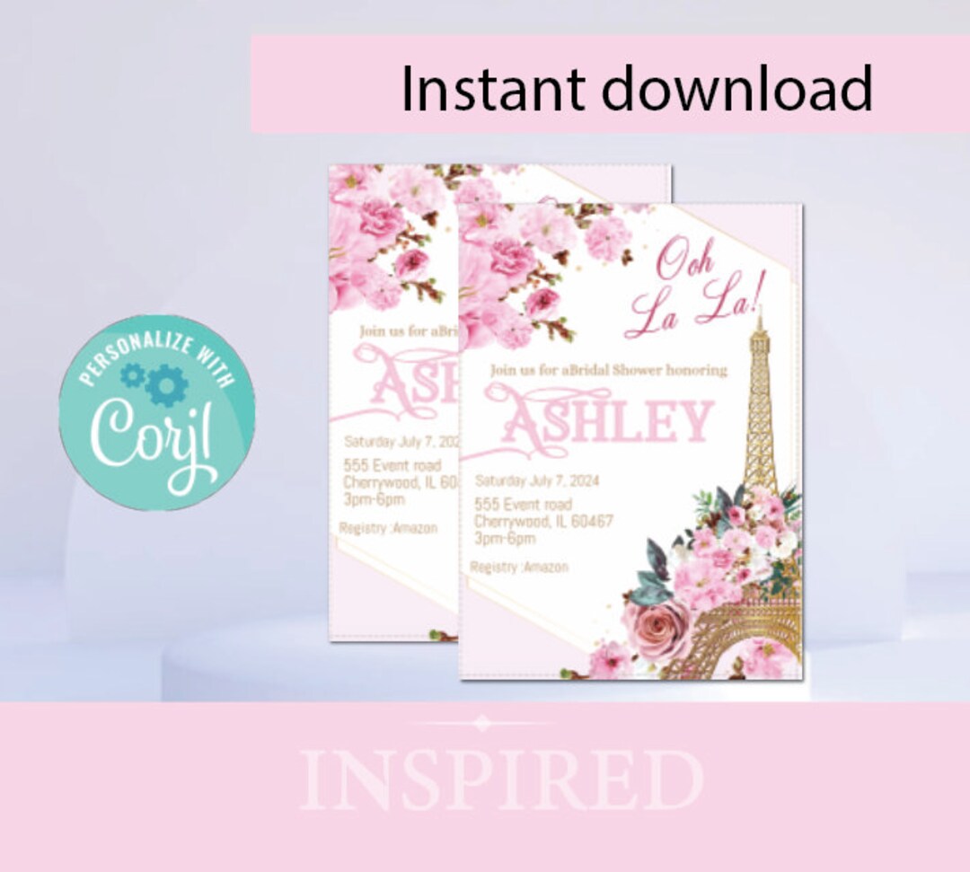 Paris Invitation- INSTANT DOWNLOAD - Etsy