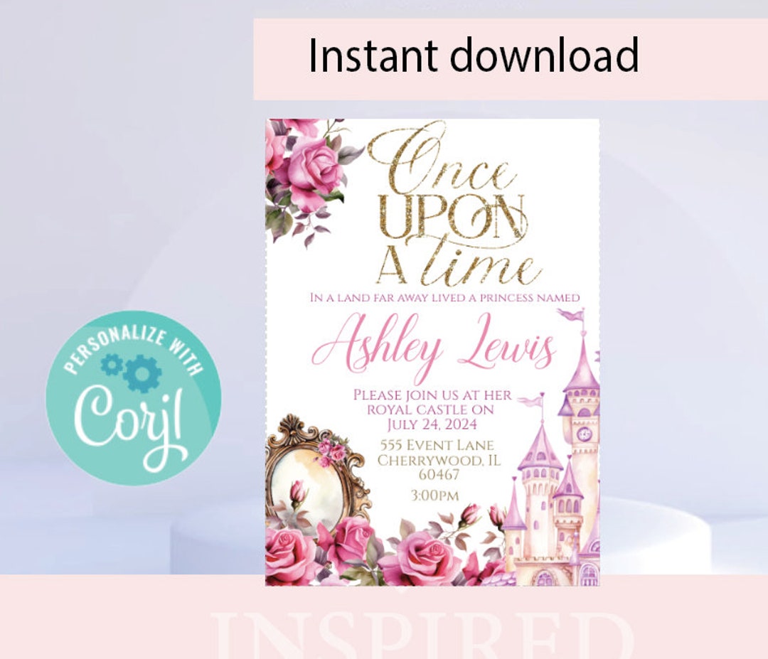 Once a Upon a Time Invitation- Pink - Etsy