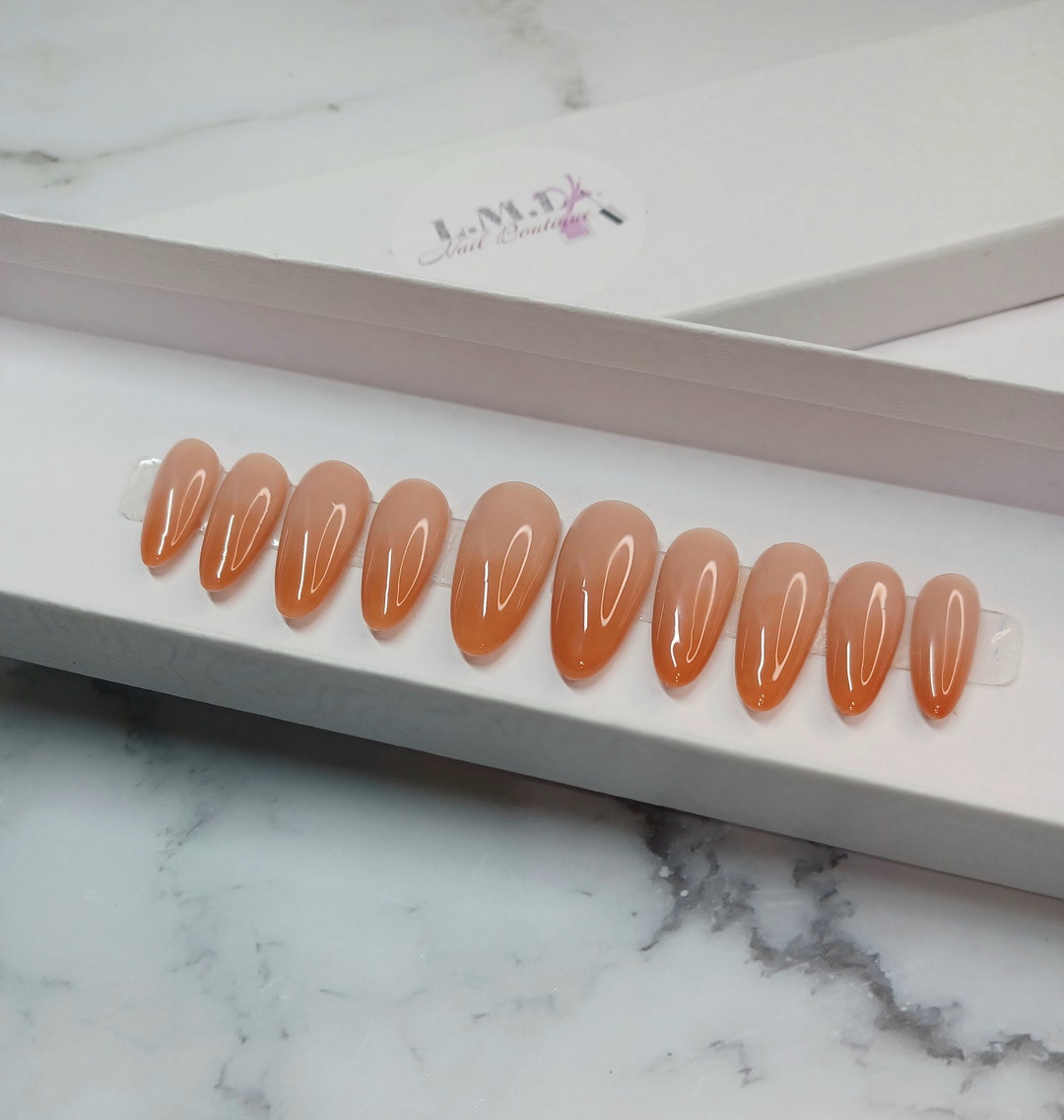 Ember | Ombre | Medium Almond | Press on Nails - Etsy