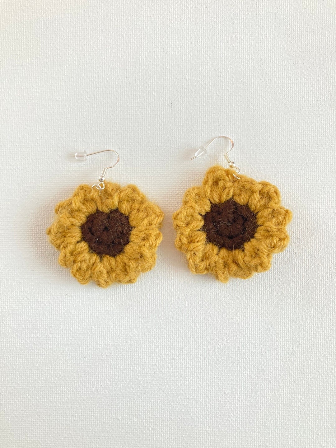 Crochet Sunflower Earrings Sunflower Handmade Floral Earrings Jewelry ...