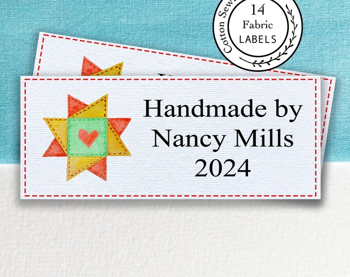 Quilt Block Label, Fabric Labels, Quilt Patch, Logo Labels, Handmade ...