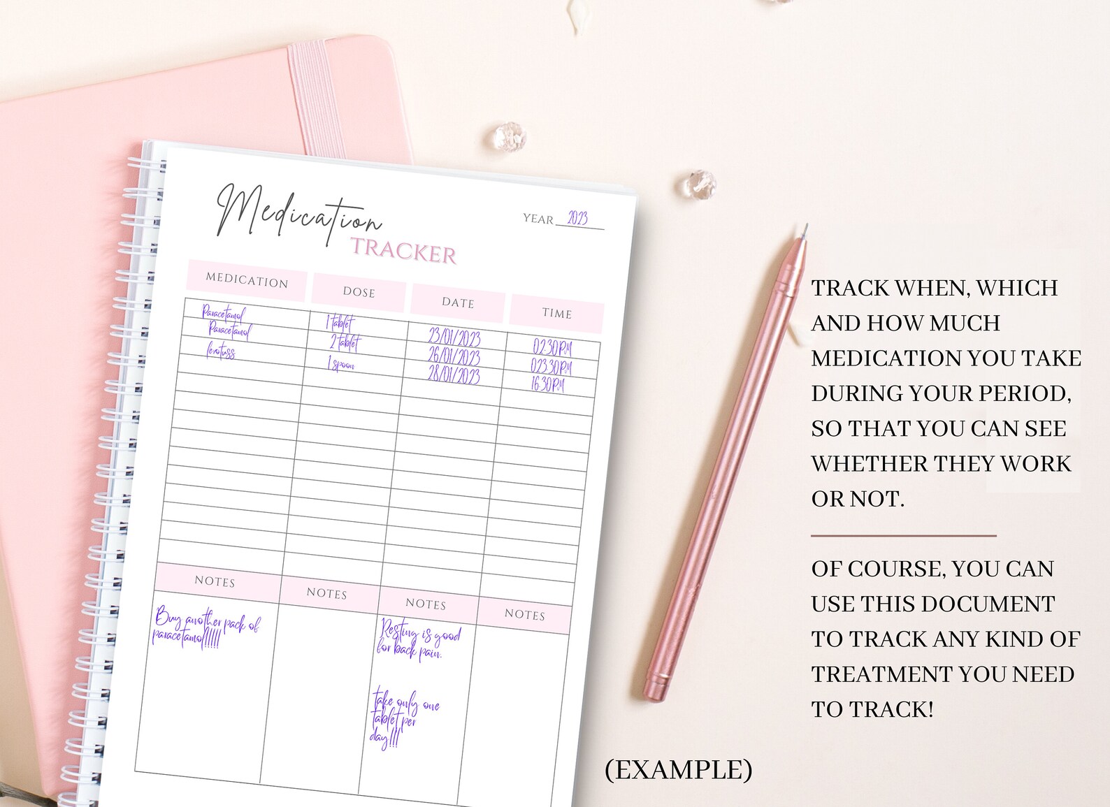 Printable Period Tracker, Mood Tracker Printable & Medication Tracker ...
