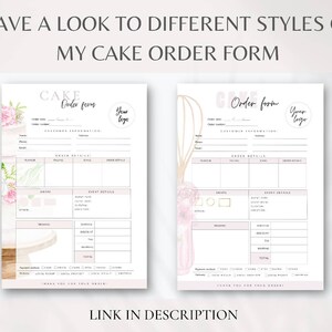 Cake Order Form, Bakery Order Form, Cookie Order Form, Bakery Order ...