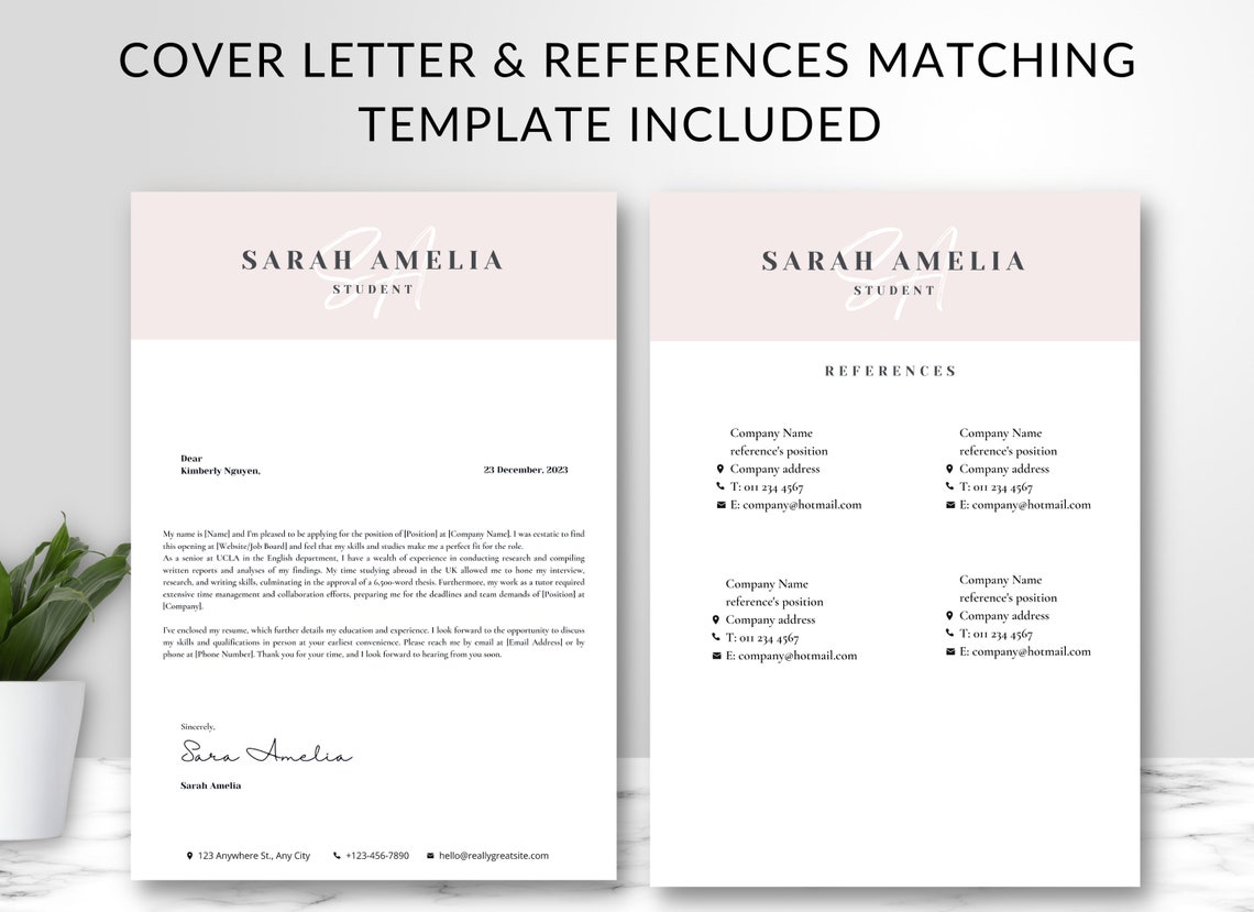 Student Resume Template and Cover Letter, College Resume Template ...