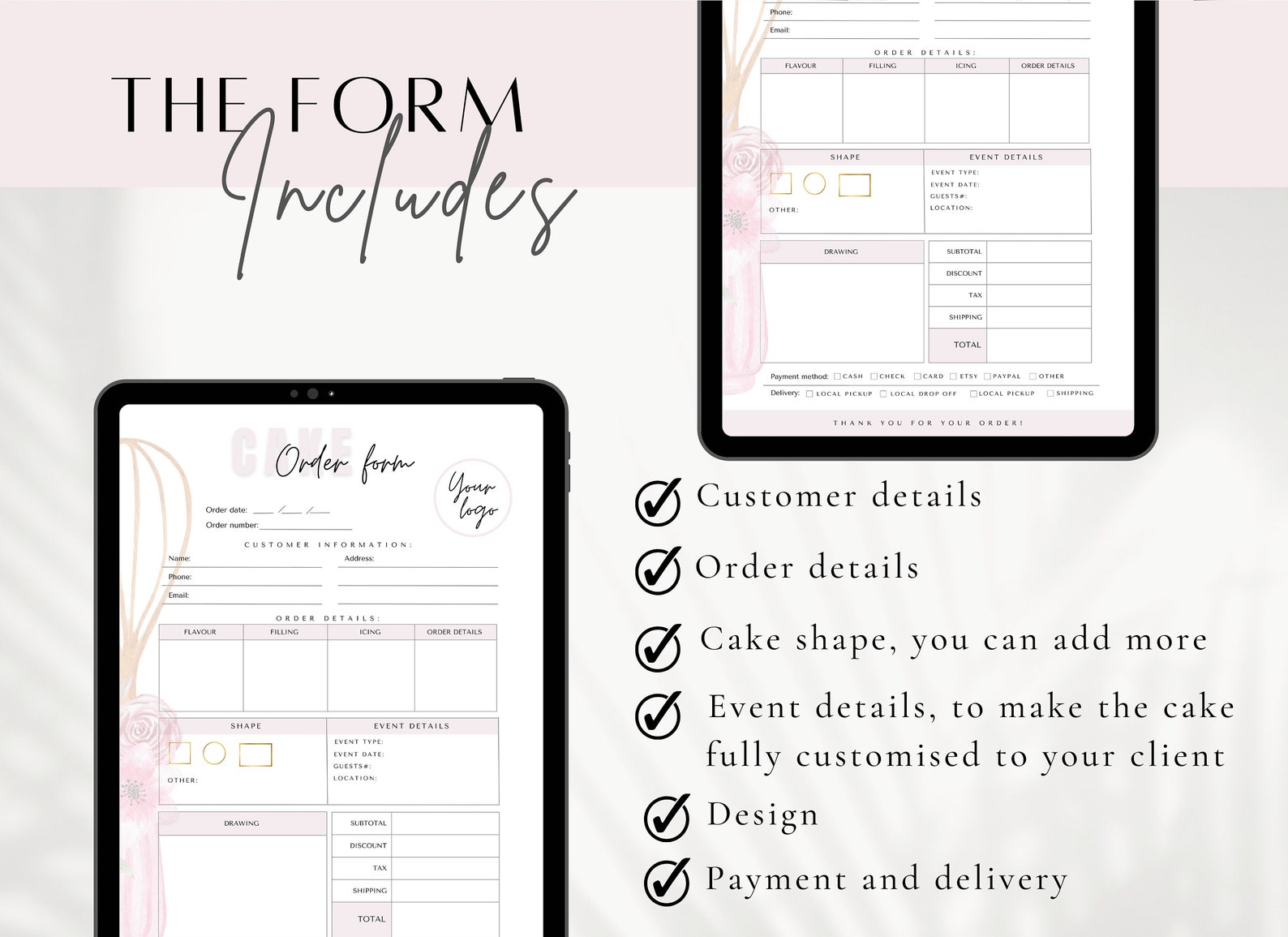 Cake Order Form Template, Bakery Order Form Editable, Cookie Order Form ...