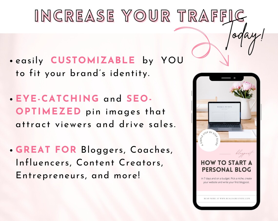 Pinterest Pin Templates | Pin Templates | Pinterest Templates | Pink ...
