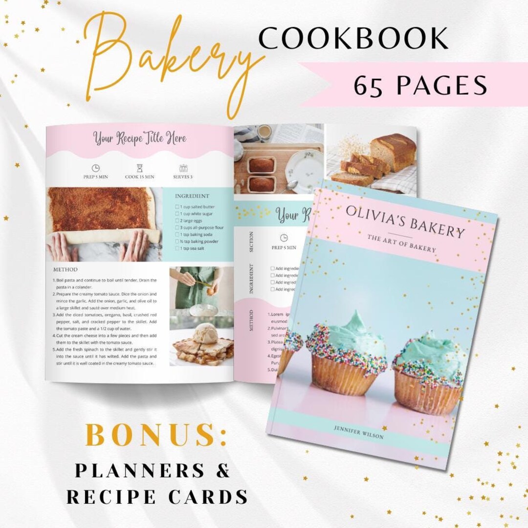 Bakery Cookbook Template, Baking Recipe Book Template, Family Recipe ...