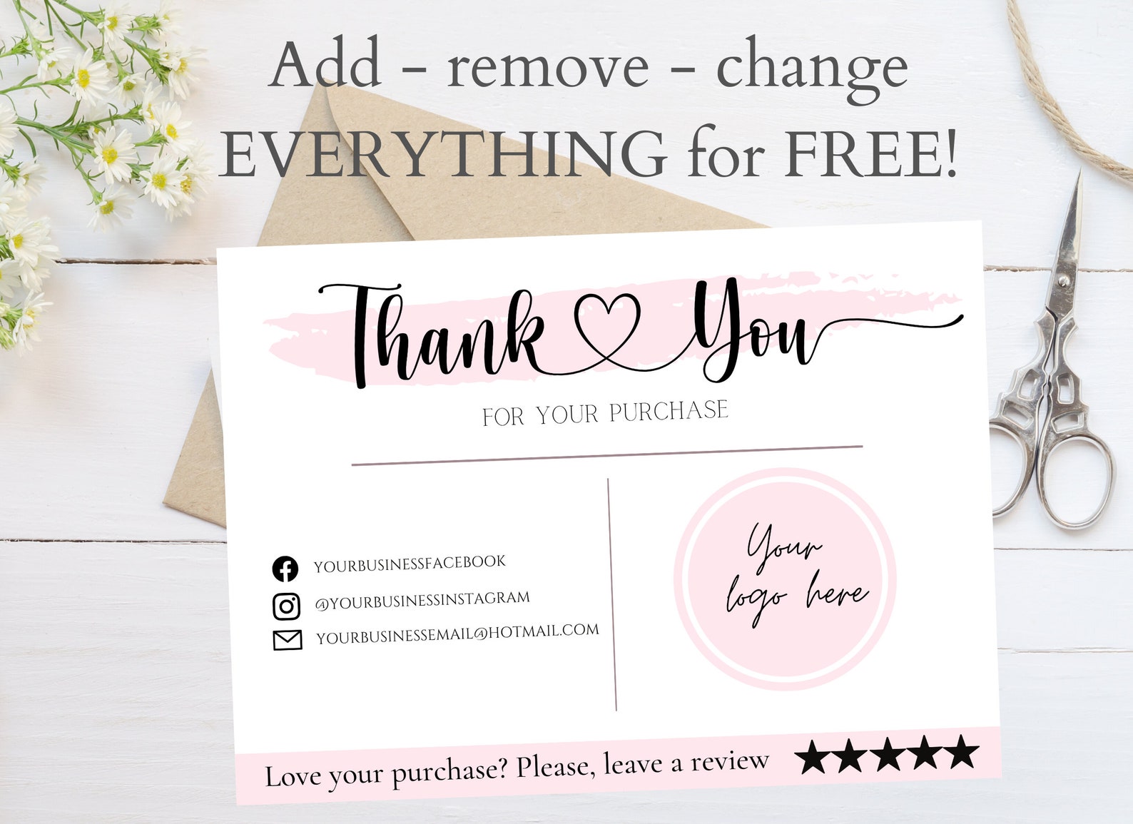 Thank You for Your Purchase Cards Thank You Cards Business - Etsy UK