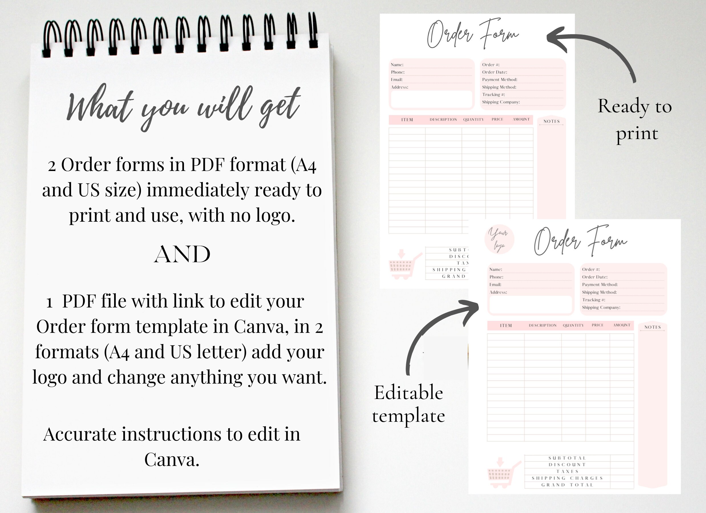 Order Form Template Editable Custom Order Form INSTANT - Etsy UK