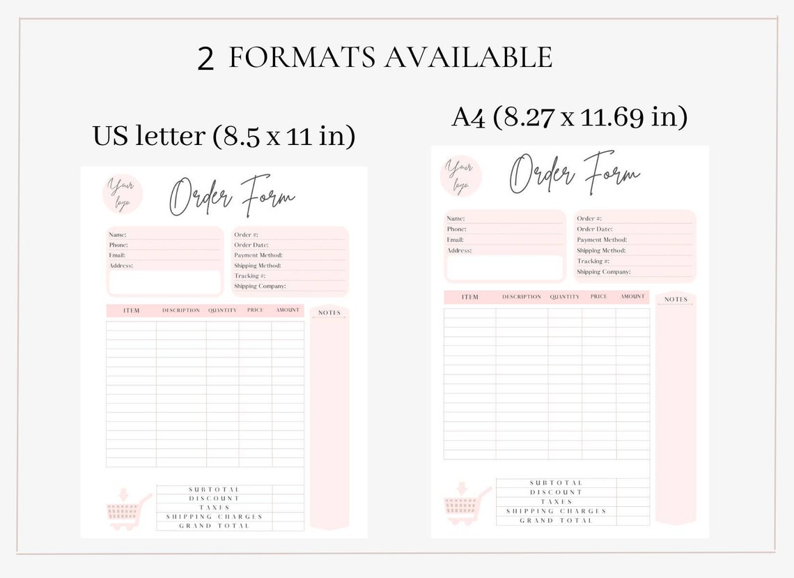 Order Form Template Editable Custom Order Form INSTANT - Etsy UK