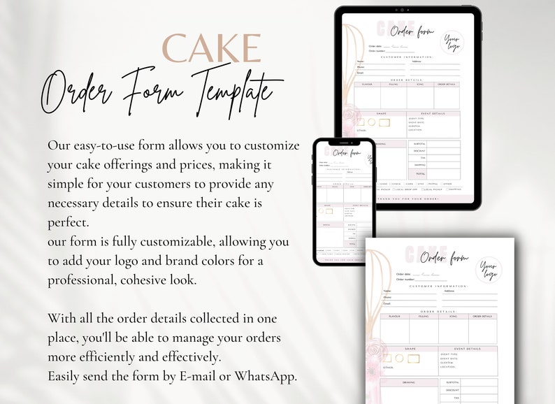 Cake Order Form Template, Bakery Order Form Editable, Cookie Order Form ...