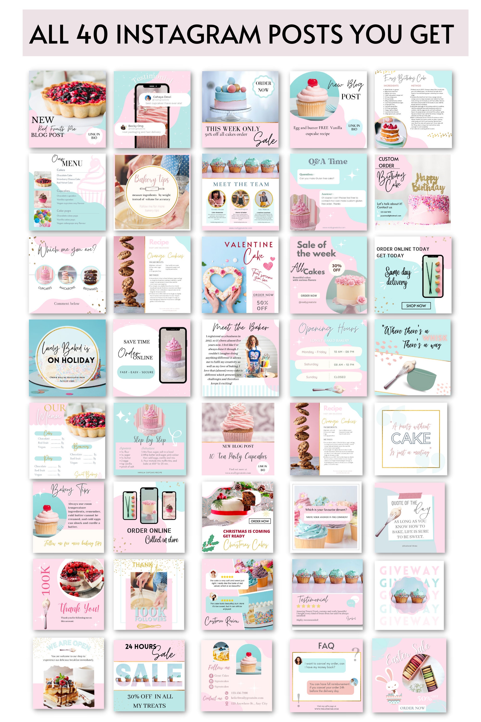 Bakery Instagram Post - Bakery Instagram Template - Bakery Branding Kit ...