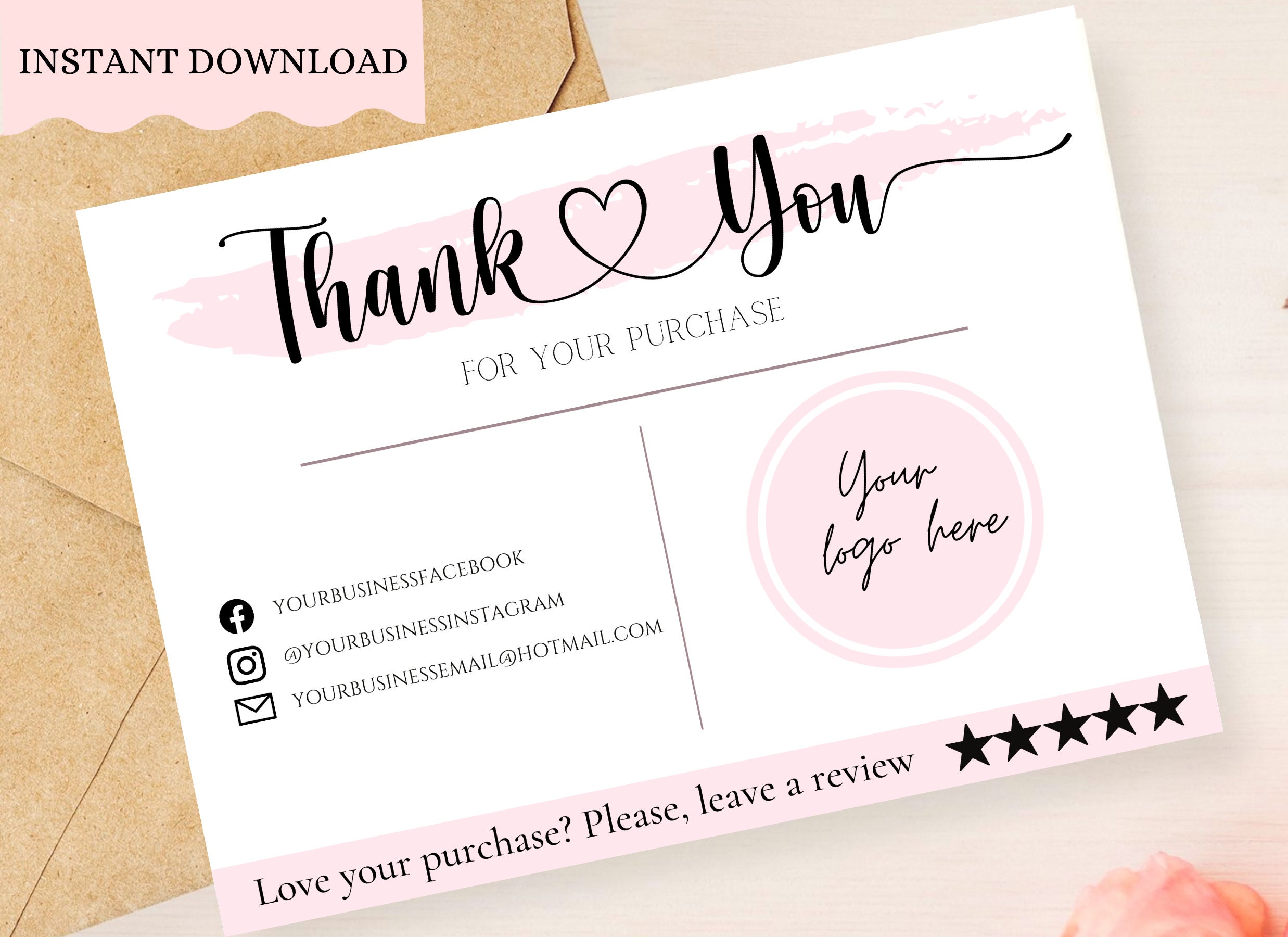 Thank You for Your Purchase Cards Thank You Cards Business - Etsy