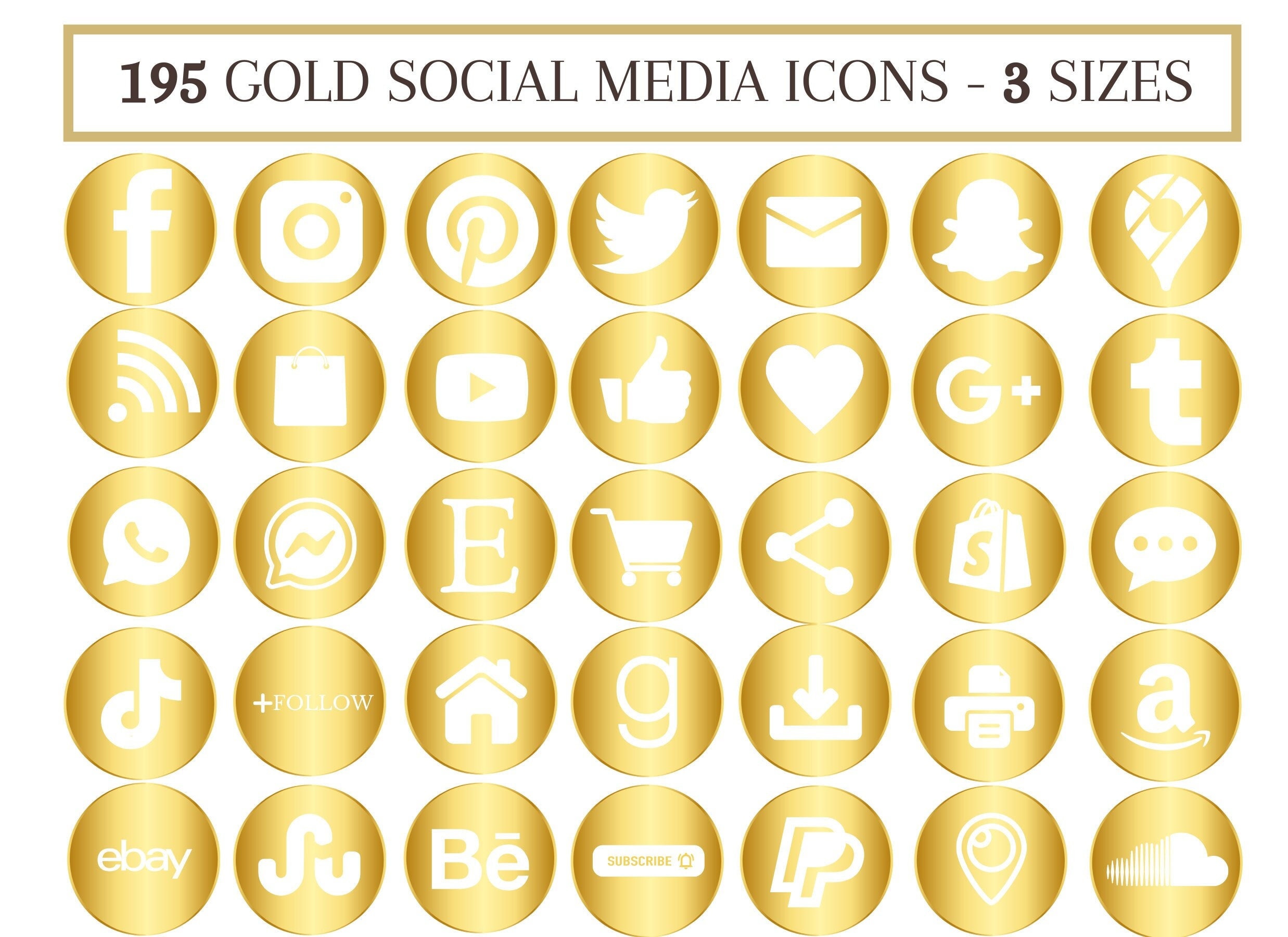 Social Media Icons Gold Social Media Clipart Website Icons - Etsy UK