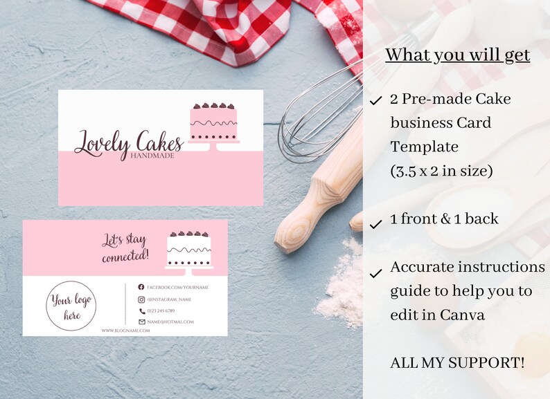 Cake Business Card Bakery Business Cards Template Baking - Etsy