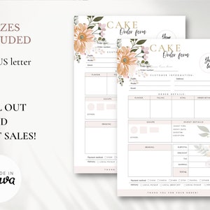 Cake Order Form, Bakery Order Form, Cookie Order Form, Bakery Order ...
