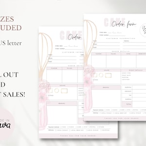 Cake Order Form Template, Bakery Order Form Editable, Cookie Order Form ...